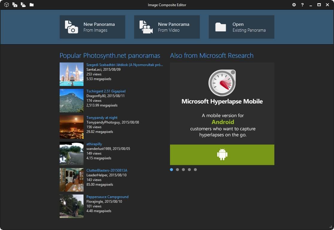 複数画像を合成してパノラマ写真を作る Image Composite Editor